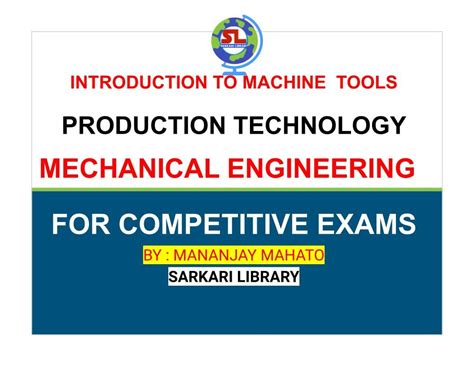 Introduction To Machine Tools Production Technology Sarkari Library