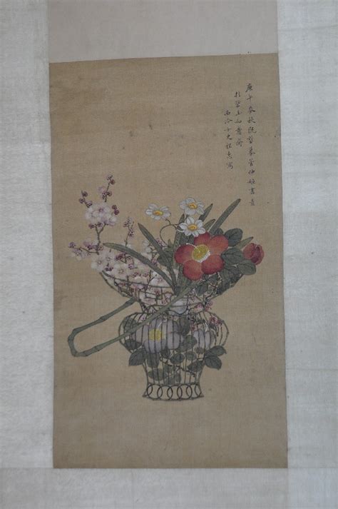 清程惠仿管仲姬笔意花篮图绢本立轴赣州市博物馆官方网站｜national Museum Of Ganzhou