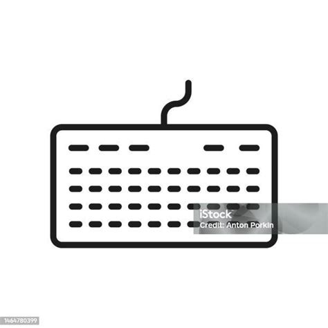 컴퓨터 라인 아이콘에 대 한 키보드입니다 Pc 주변 장비 선형 픽토그램 데스크탑 키패드 텍스트 입력 장치 도구 개요 기호 입력 편집 가능한 획 고립된 벡터 그림 검은색에