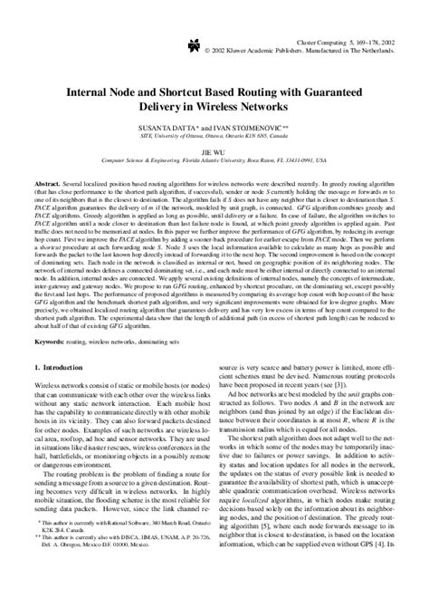 Pdf Internal Node And Shortcut Based Routing With Guaranteed Delivery