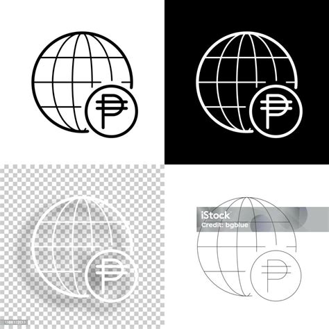 페소 기호와 글로브 디자인 아이콘입니다 빈 흰색 및 검은색 배경 선 아이콘 0명에 대한 스톡 벡터 아트 및 기타 이미지 0명 개념 검은색 Istock