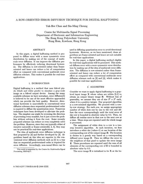PDF Row Oriented Multiscale Error Diffusion Technique For Digital