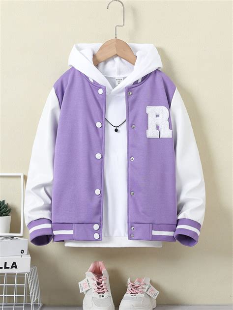 Morado Casual Collar Manga Larga Tela Color Combinado Letras Estilo