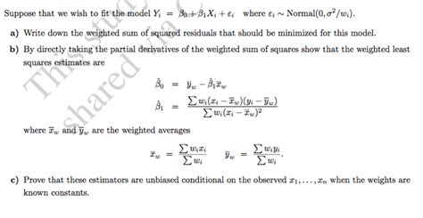 Solved Suppose that we wish to fit the model Yi AX 티 Chegg com