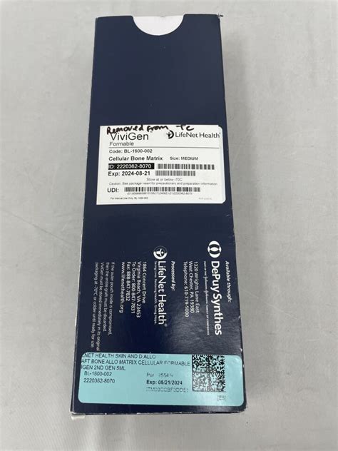 New Lifenet Health Bl 1600 002 Vivigen Formable Cellular Bone Matrix
