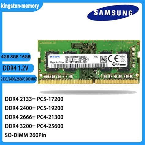 100 NEW Samsung Laptop Ddr4 Ram 8gb 4GB 16GB 32GB PC4 2133 2400 2666Mhz 3200 MHz 260 Pin 1 2V