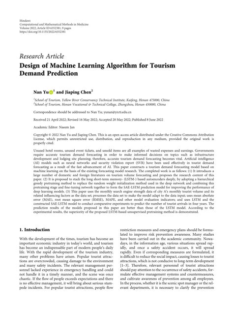 pdf design of machine learning algorithm for tourism demand prediction