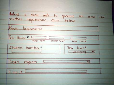 SOLVED Write An HTML Code To Generate The Following Babe Registration Form Basic