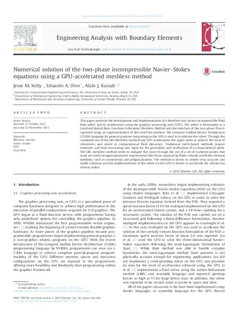 Pdf Numerical Solution Of The Two Phase Incompressible Navier Stokes Equations Using A Gpu