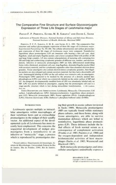 Pdf The Comparative Fine Structure And Surface Glycoconjugate Expression Of Three Life Stages