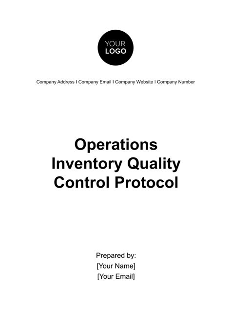 Free Operations Inventory Quality Control Protocol Template To Edit Online