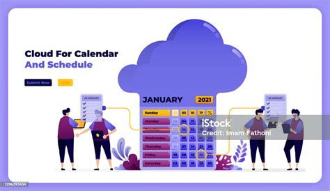 1월 작업 일정에 대한 일정 저장 및 완료 방문 페이지 배너 웹 웹 포스터 모바일 앱 Ui Ux 홈페이지 소셜 미디어 전단지 브로셔에 대한 벡터 일러스트레이션 1월에 대한