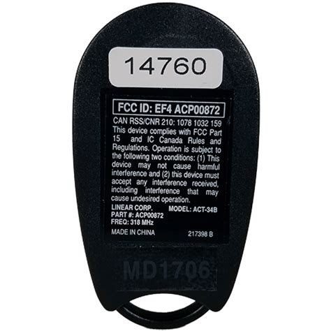 Linear Megacode 4 Button Keychain Remote Garage And Gate Remotes
