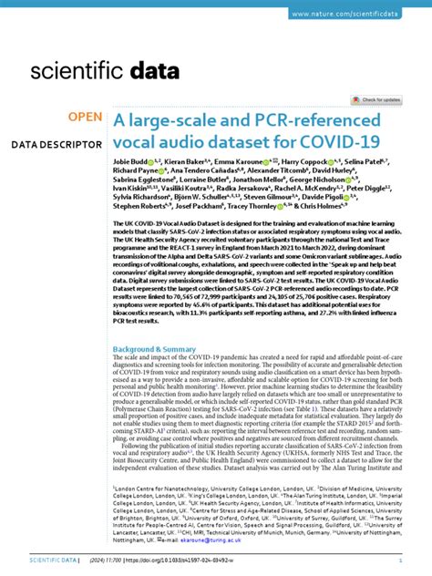 A Large Scale And Pcr Referenced Data Descriptor Vocal Audio Dataset