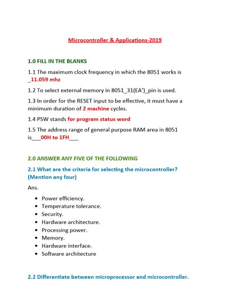 2019 Mca Solved Paper Pdf Microcontroller Bit