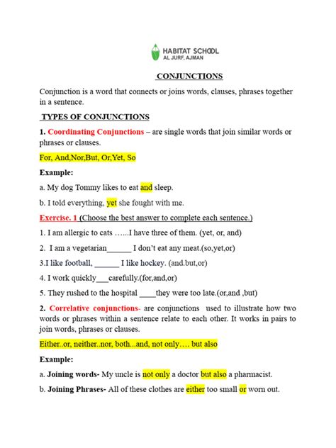 Conjunctions Notes For Free Pdf