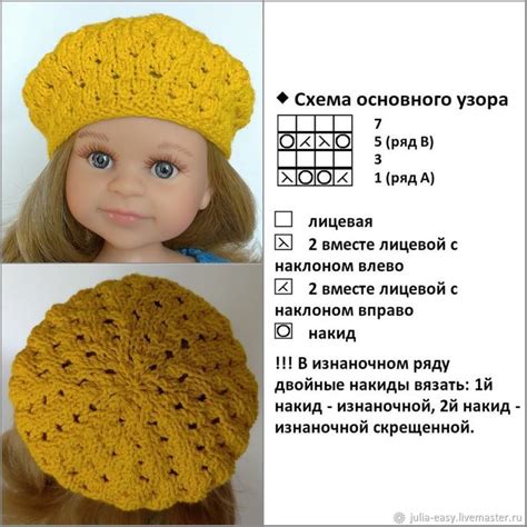 Ажурный берет спицами Мастер Классы в журнале Ярмарки Мастеров Doll Clothes Tutorial Crochet