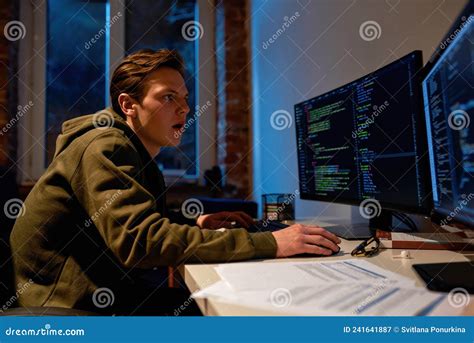 Surprised It Developer Watch On Computer Monitor Stock Image Image Of