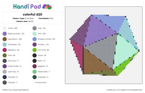 Colorful D20 Fuse Bead Pattern Kandi Pad Kandi Patterns Fuse Bead