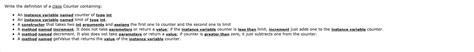 Solved Write The Definition Of A Class Counter Containing