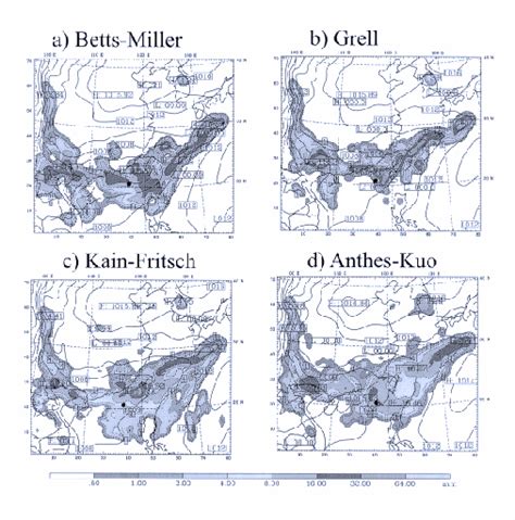 Simulated Sea Level Pressure With Contours Of 2 Hpa For Various Cumulus Download Scientific