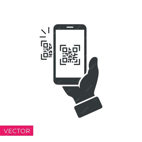 Scanner La Main De Paiement De Licône Du Code Qr Avec Le Symbole De Ligne Mince De L