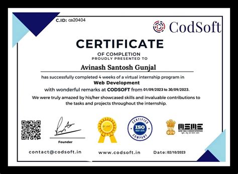 Avinash Gunjal On Linkedin Codsoft Internship Webdevelopment