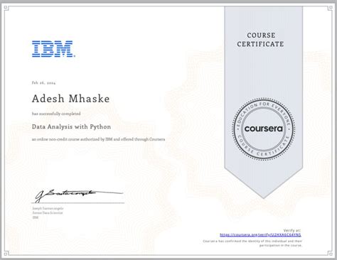 Completed Data Analysis With Python On Coursera Adesh Mhaske Posted On The Topic Linkedin