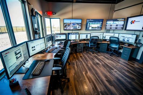 A Birds Eye View Of A Logistics Command Center Featuring Multiple Monitors Displaying Realtime