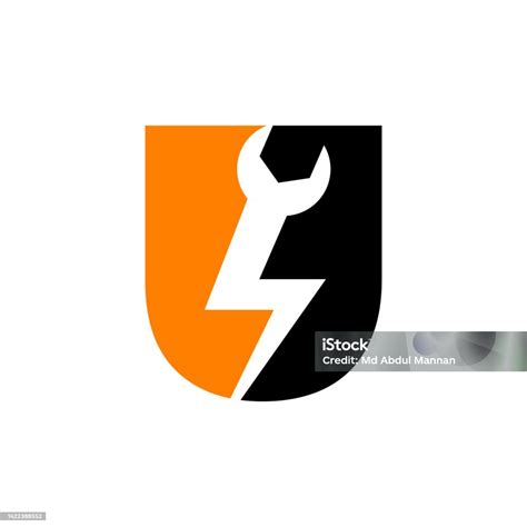 초기 편지 U 수리 렌치 및 볼트 전원 로고 디자인 수리 전기 기호 벡터 템플릿 개념에 대한 스톡 벡터 아트 및 기타 이미지 개념 건설 산업 교통수단 Istock