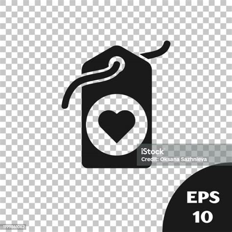 투명 한 배경에 격리 된 검은 심장 태그 아이콘입니다 사랑의 상징 발렌타인 데이 기호입니다 벡터 일러스트레이션 낮에 대한 스톡 벡터 아트 및 기타 이미지 Istock