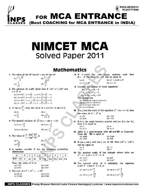 Nimcet 2011 Pdf