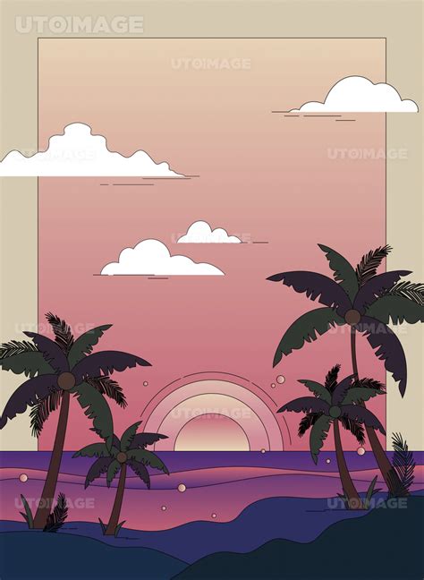 여름풍경휴양지 풍경 벡터 일러스트 유토이미지 상세페이지 베이직샵 22139987