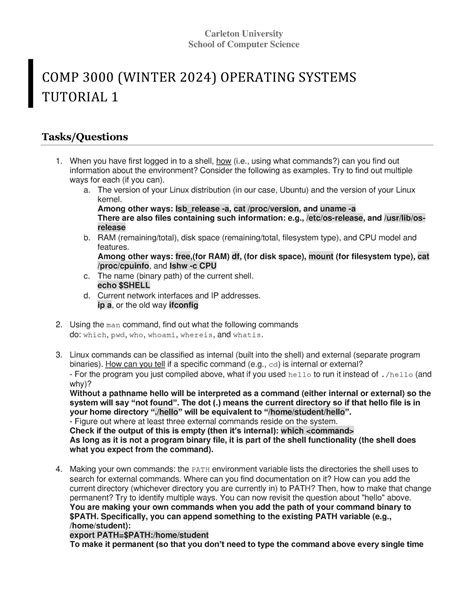 Tut1 Explanation Answers To The Tutorial Carleton University School Of Computer Science