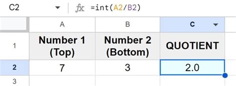 Using The INT Function To Divide Without A Remainder In Google Sheets