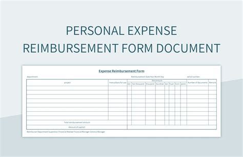 Free Personal Expense Reimbursement Form Templates For Google Sheets