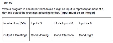 Solved Task 01 Write A Program In Emu8086 Which Takes In 3