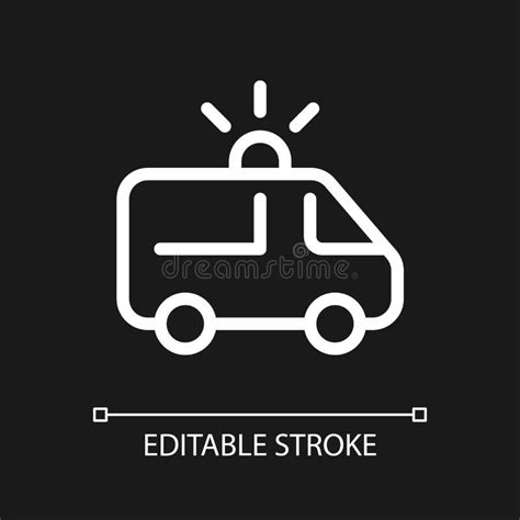 Ambulance Pixel Perfect White Linear Ui Icon For Dark Theme Stock