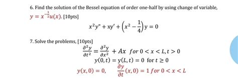 Solved Find The Solution Of The Bessel Equation Of Order Chegg