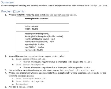 Solved Summary Practice Exception Handling And Develop Your