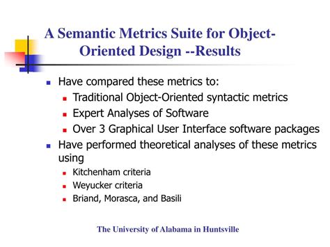 Ppt Examining A Semantic Metrics Suite For Object Oriented Design Powerpoint Presentation Id