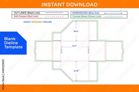 Cardboard Storage Bin Box Dieline Template And 3d Render File Blank Dieline Template Stock