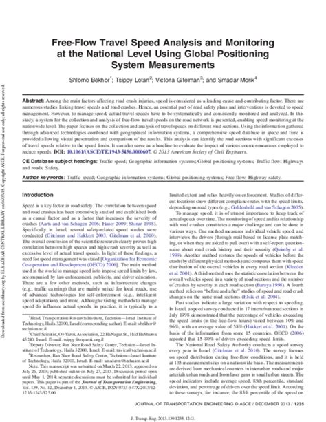 Pdf Free Flow Travel Speed Analysis And Monitoring At The National