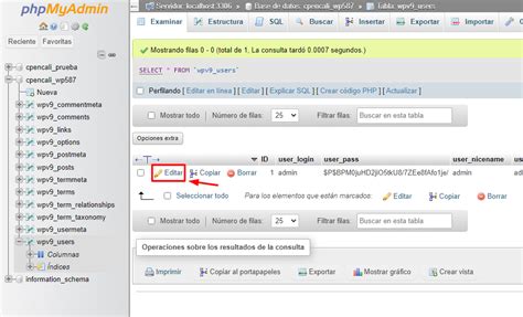 ¿cómo cambiar la contraseña de wordpress desde phpmyadmin imagina llc