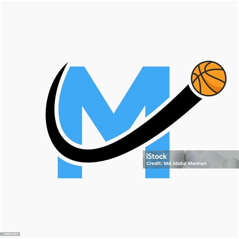 편지 M 개념에 농구 로고입니다 바스켓 클럽 심볼 벡터 템플릿 Championship에 대한 스톡 벡터 아트 및 기타 이미지