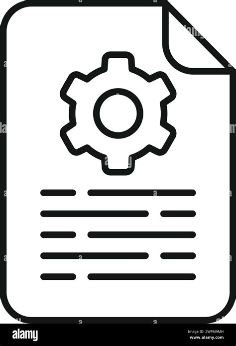 Paper Gear Cooperation Icon Outline Vector Machine Tech Cog Module