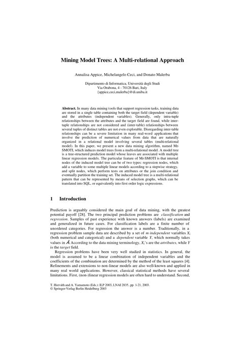 Pdf Mining Model Trees A Multi Relational Approach