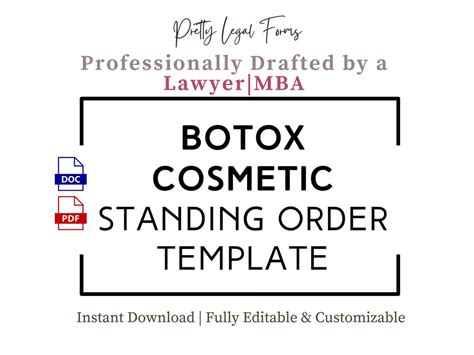 Botox Standing Order Template Botox Injections Protocol Medical Spa Sop Botox Cosmetic