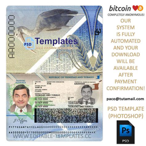 Trinidad And Tobago Passport Template Editable Templates