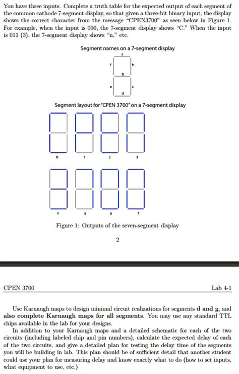 Solved You Have Three Inputs Complete A Truth Table For The Expected Output Of Each Segment Of